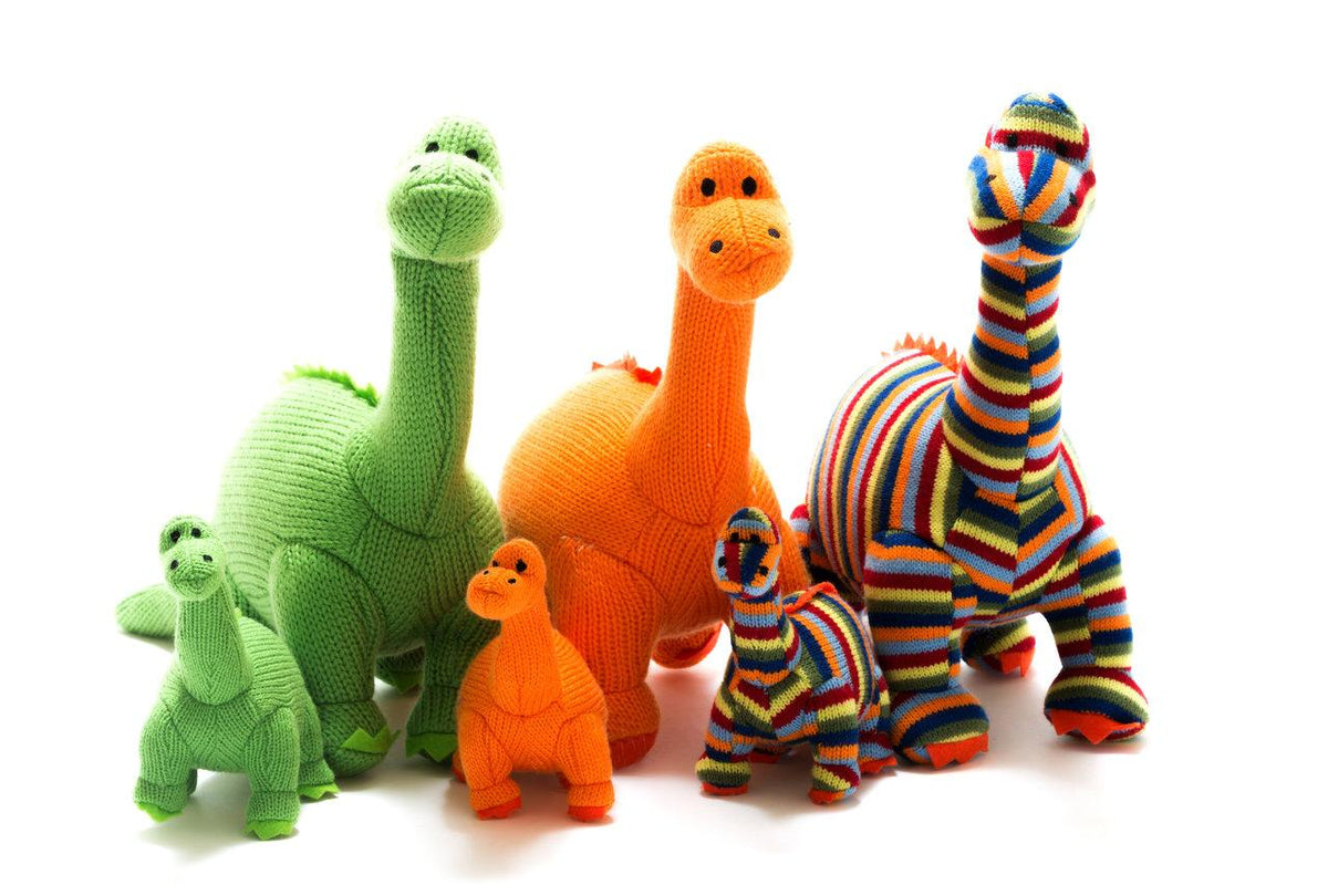 Best Years Ltd Knitted Diplodocus Dinosaur Toy Orange | Rockaway Toys